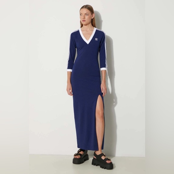 adidas | Dresses | Adidas Nwot Adicolor Classics 3stripes Maxi Dress ...